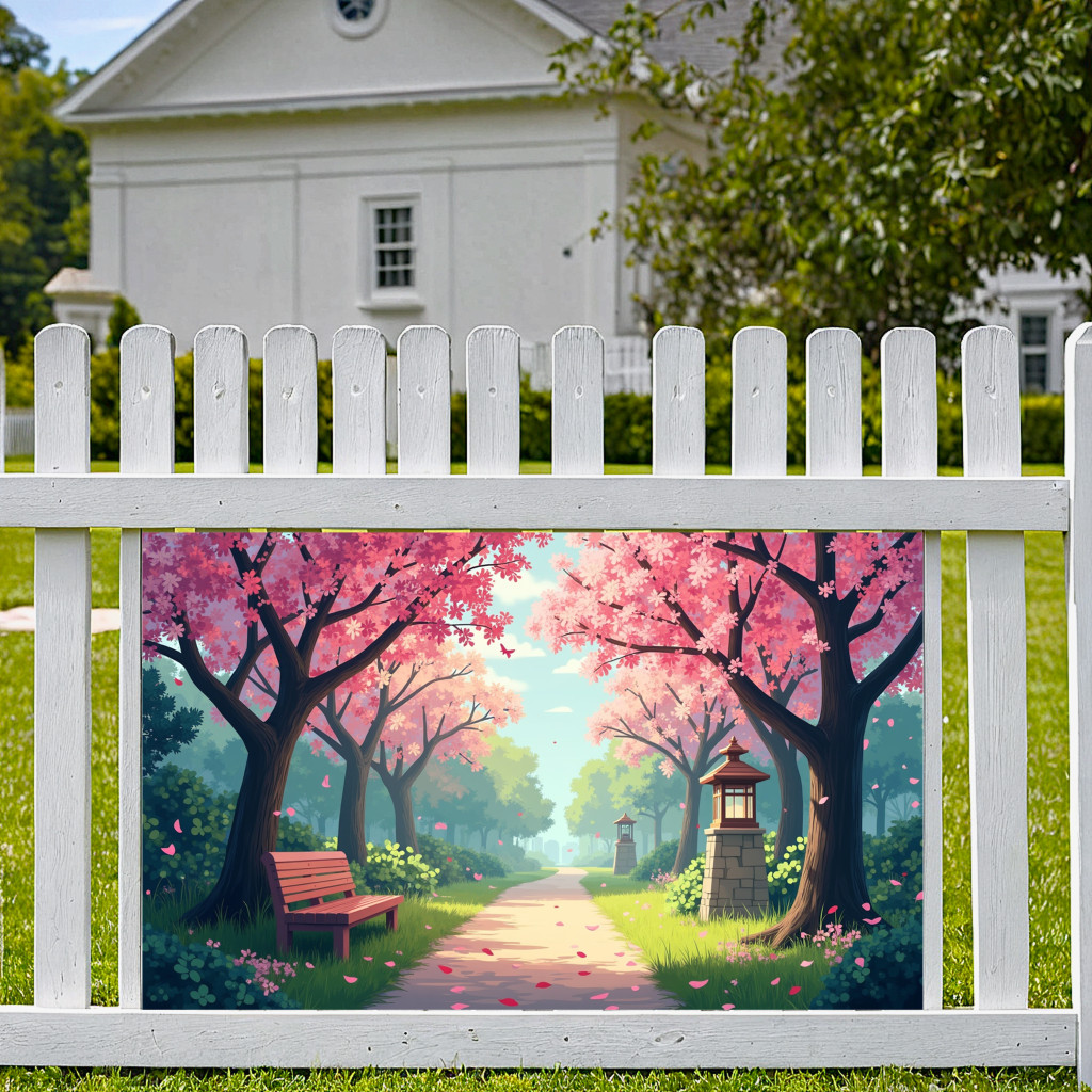 Cherry Blossom Scenic Backdrop Nature Banner Garden Party Photo Booth ...