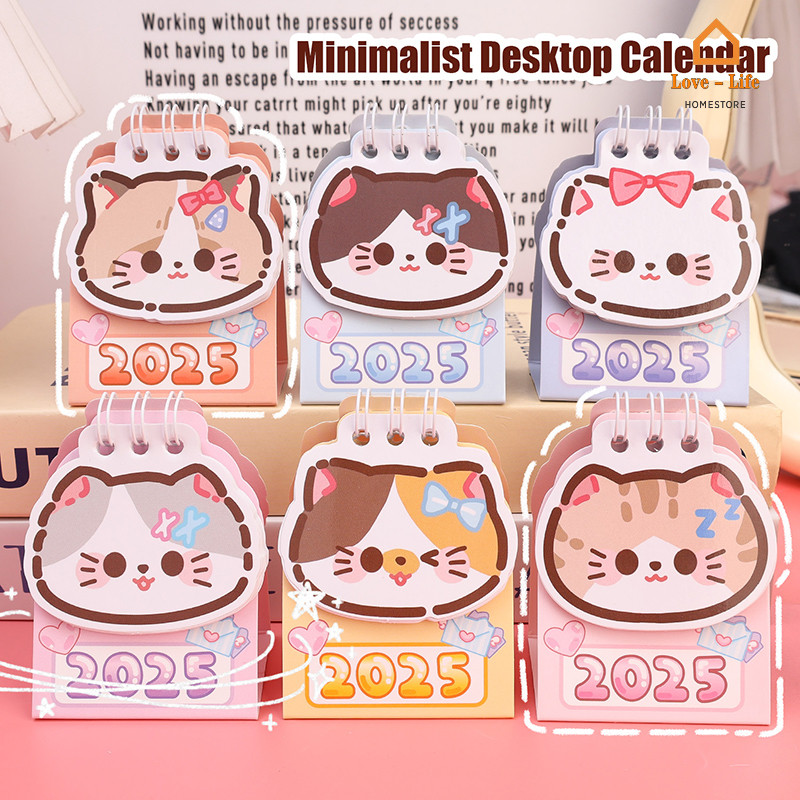 Kawaii Anime Kitten Pattern Triangular Standing Mini Calendar - 2025 ...