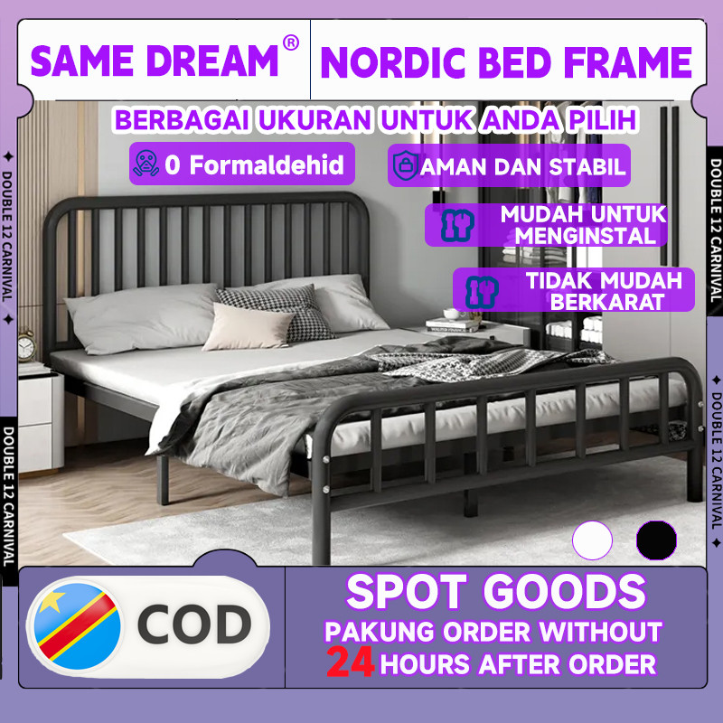 Iron Bed Frame King＆Queen size high load-bearing Metal Double Single ...