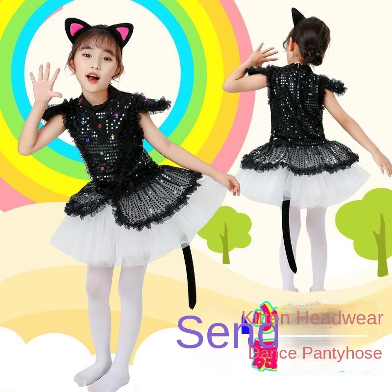 New Children's Cat and Mouse Costume Girls' Kitty Dance Skirt Fairy ...