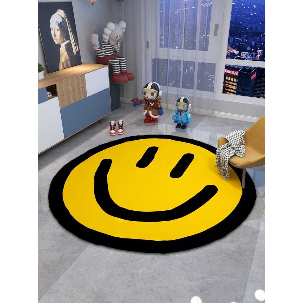 ins Trendy American Style Original FOG Round Smiley Face Carpet for ...