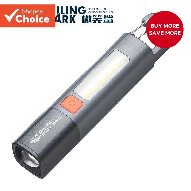 LED Super Bright Flashlight With Hook USB Rechargeable Zoomable camping ...