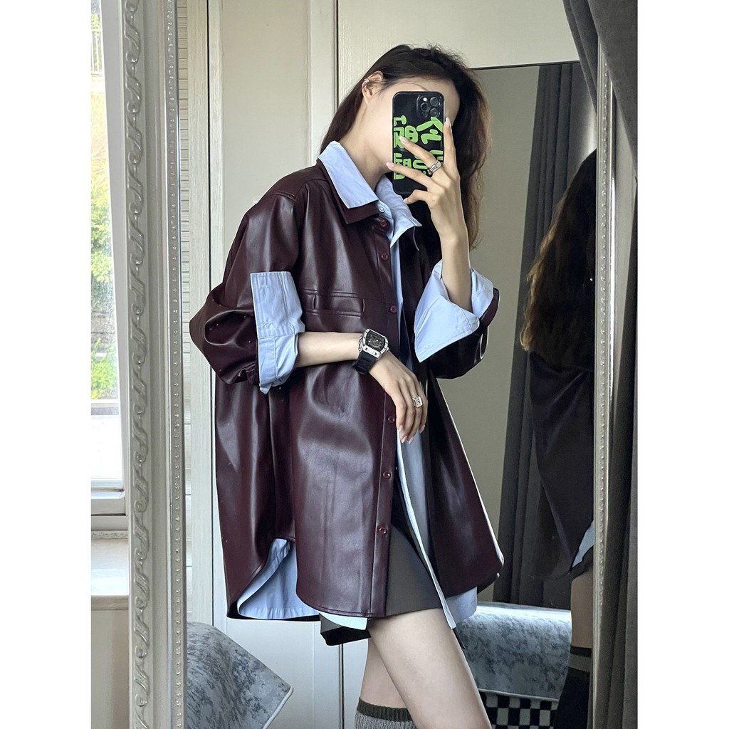 Grape purple leather jacket women's fashion new retro jacket versatile ...