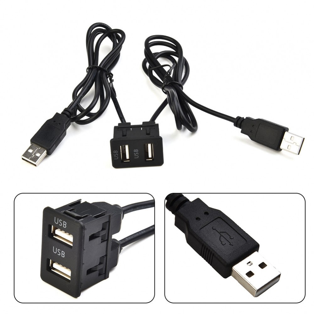 1M Car-Dash Flush Mount USB Port Panel Dual-USB Extension Adapter For ...