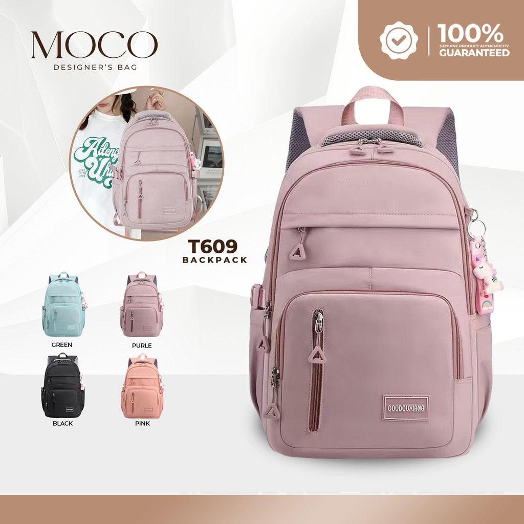 MOCO Pure Color School Bag For Women Fashion Large Capacity Waterproof Backpack T609 | Shopee ...
