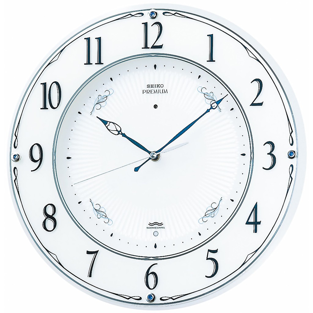 Seiko Clock Wall Clock Radio-Controlled Analog Wood Frame White Pearl ...