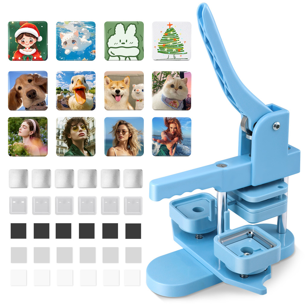 ST Square Fridge Badge Press Machine, Rotating Manual Making Fridge ...