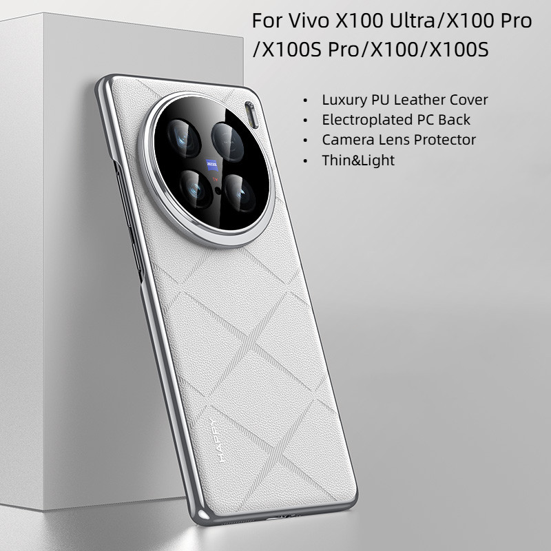 For Vivo X100 Ultra X100S Pro X200 X100 X200 Pro Mini Case Luxury Prismatic Grid Leather ...