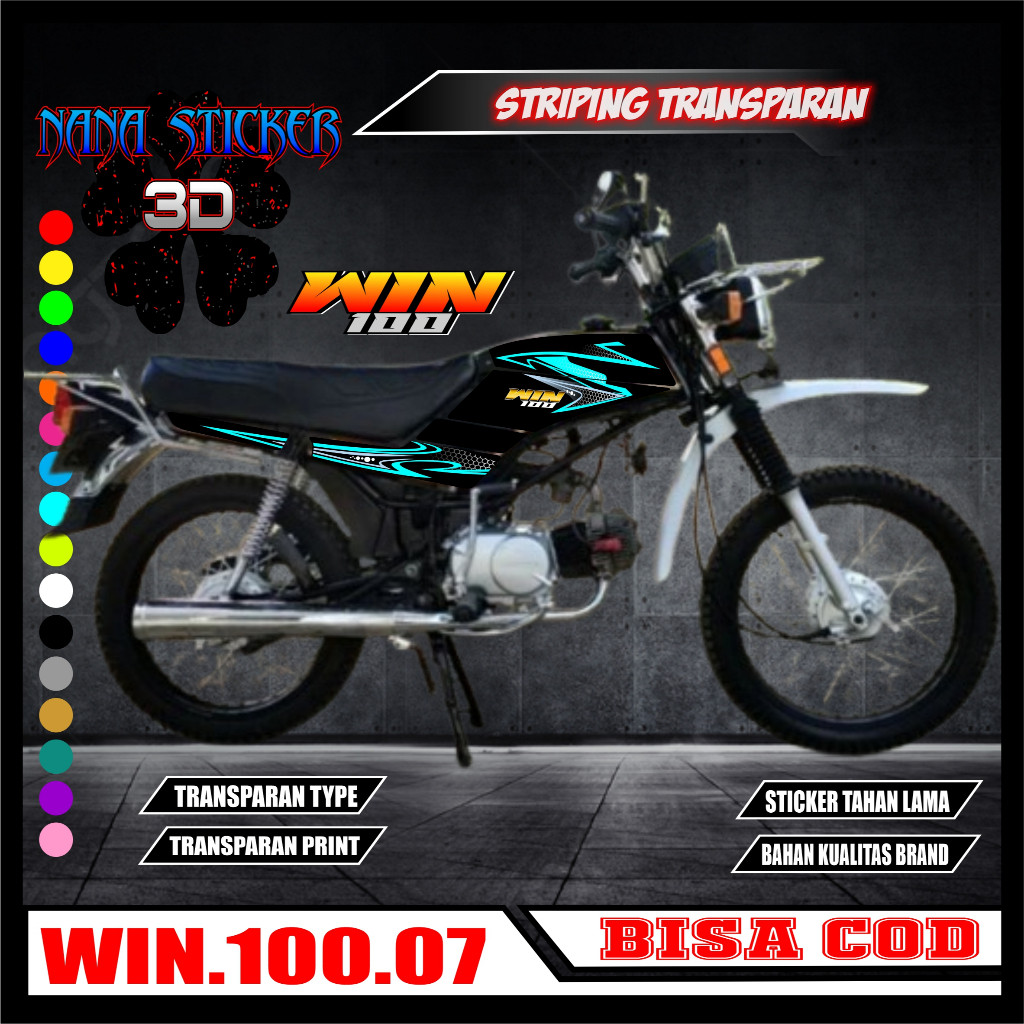 Honda WIN 100 TRANSPARENT Striping Sticker Variations Sticker list for ...