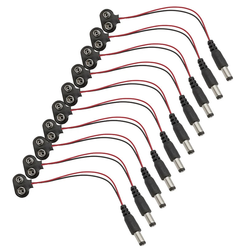 50pcs T Type 9V DC Battery Snap Power Connector Cable Plug Clip Barrel ...