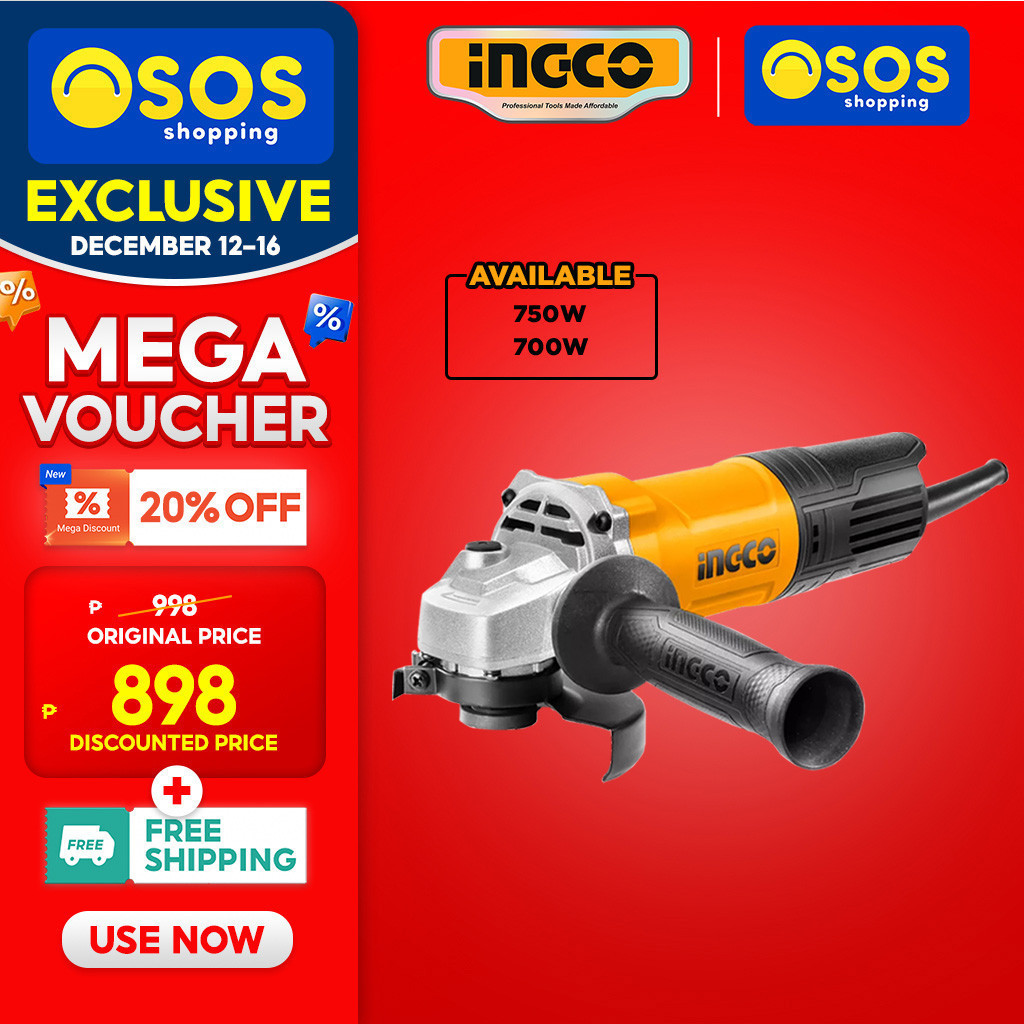 INGCO by OSOS Angle Grinder Power Tools 4" 100mm AG70012-1 | Shopee ...