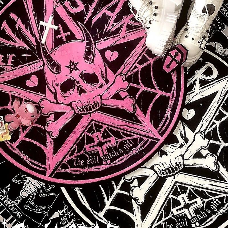 Good Quality Niche Skull Star Original Black White Pink Carpet Punk ...