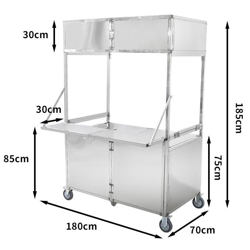Universal Foldable Food Cart with Wheels for Street Vendors, Night ...