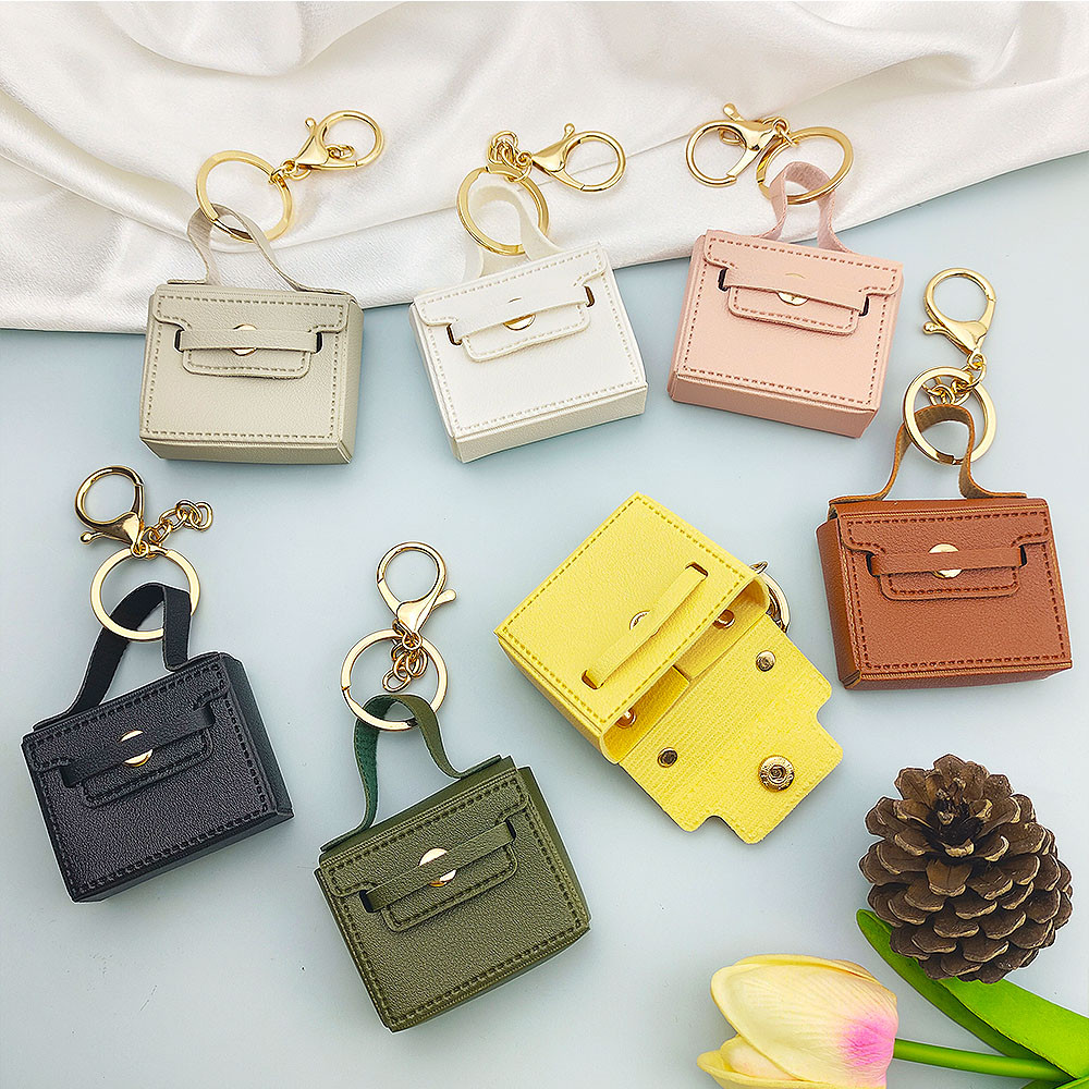 Fashion Coin Purse Key Ring Solid Color Handbag Shape Key Chains ...