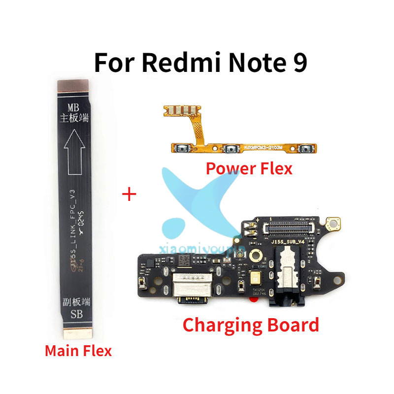 Power Flex For Redmi Note 9 Charging Port Board Main Flex Board ...
