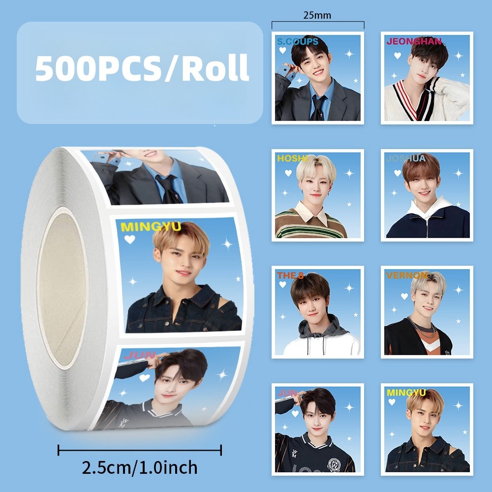 500PCS/Roll KPOP Boy Band Seventeen Stickers Roll for Bicycle Hand ...