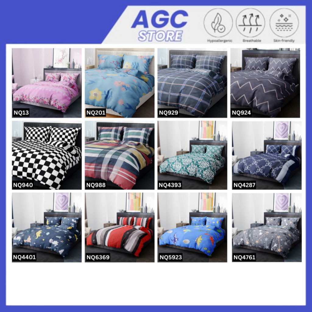 AGC Store Printed Bed sheet NQ Series 3in1 Bedding Set | Shopee Philippines