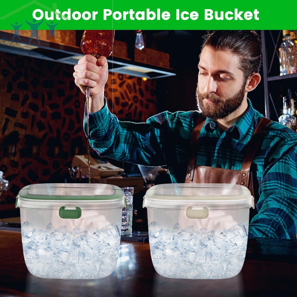 Ice Bucket with Lid and Tong Sealed Ice Bucket Container with Handle 5L ...