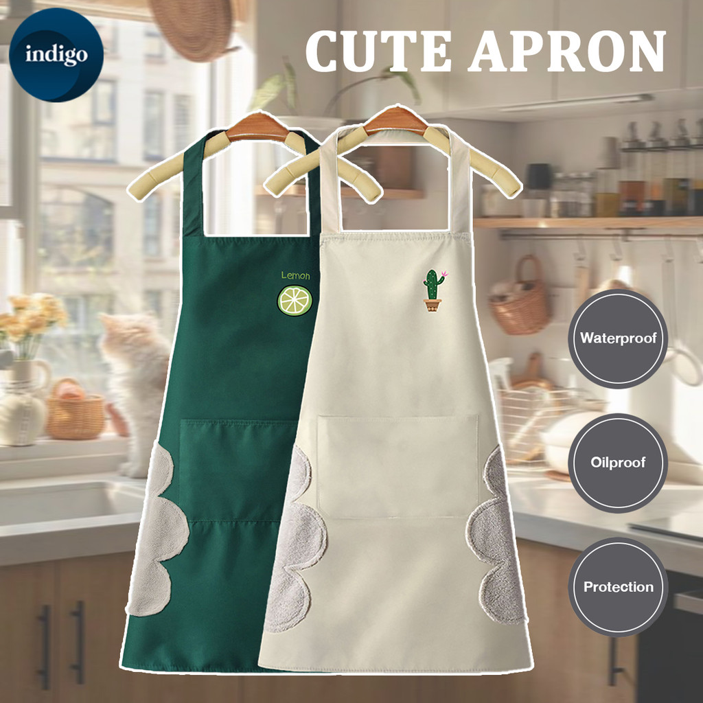 Chef Aprons Oilproof Hang Neck Apron With Pocket Kitchen Barista Kalis ...