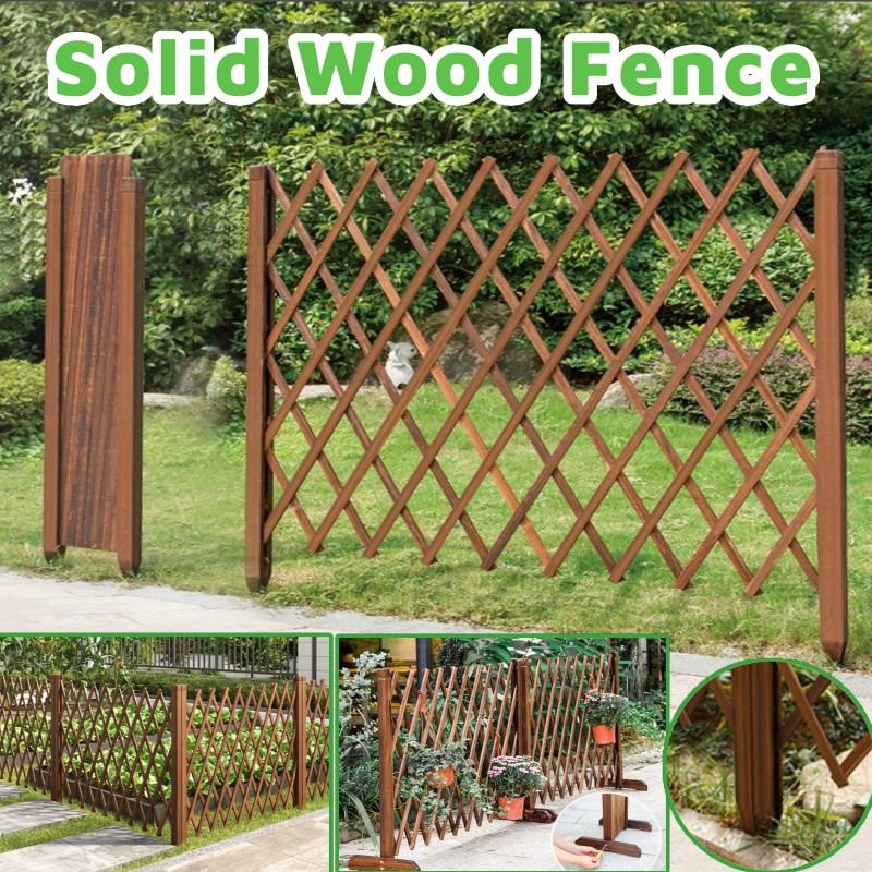 Outdoor Solid Wood Garden Fence Foldable Modern Mesh Fence Garden ...