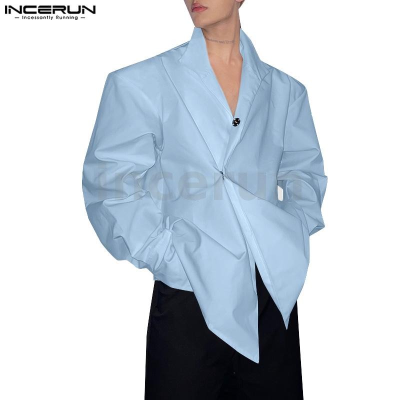 INCERUN Men Korean Fashion Stand-Up Collar Design Silhouette Shoulder ...