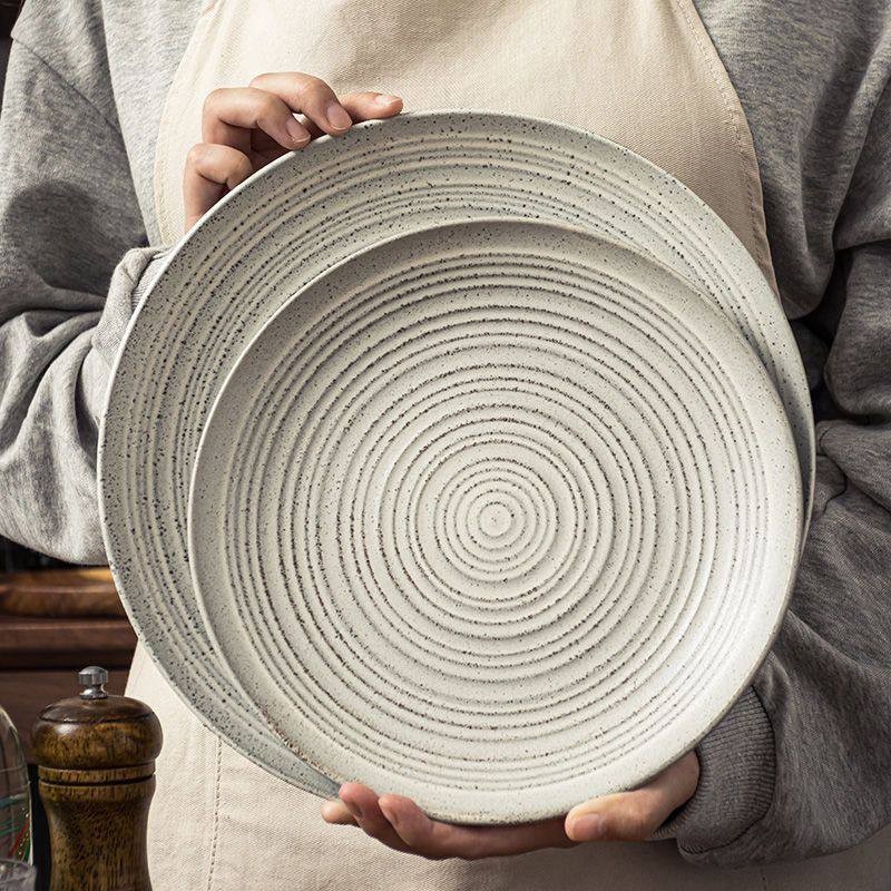 Kitchen Plus Swirl Design White Textured Matte Ceramic Stoneware Plates ...
