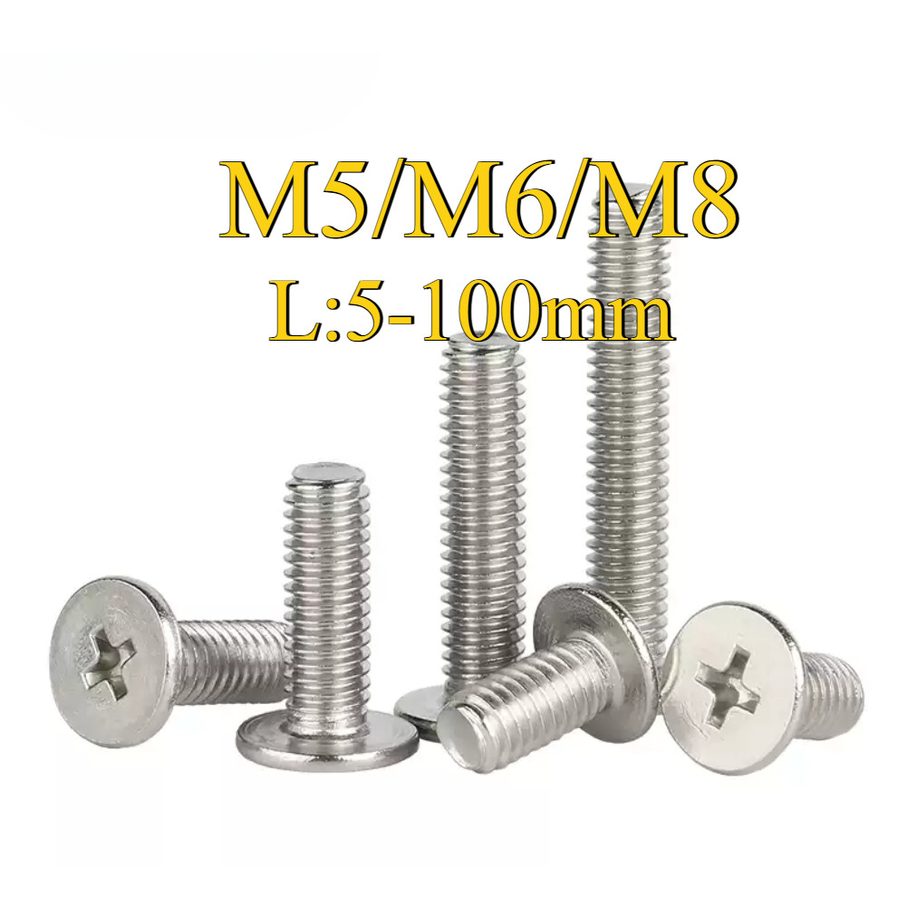 M5/M6/M8 SS304 Phillips thin head screw Low profile flat head screw For electronics repair ...