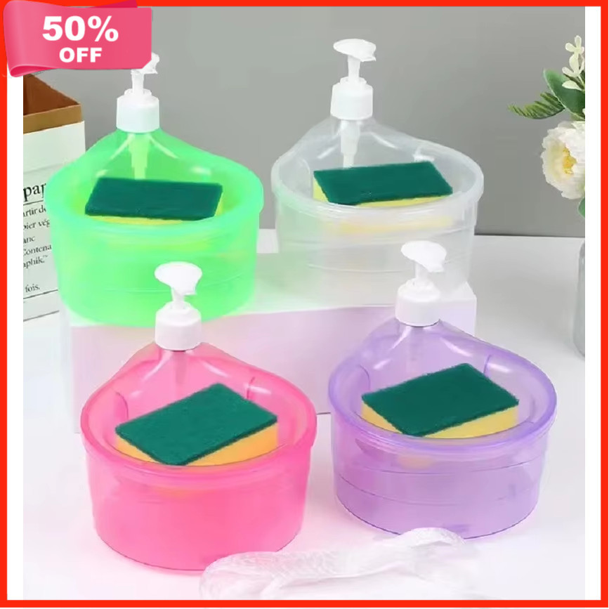 Round Dishwashing Liquid Pump Soap Dispenser With Free Sponge ...