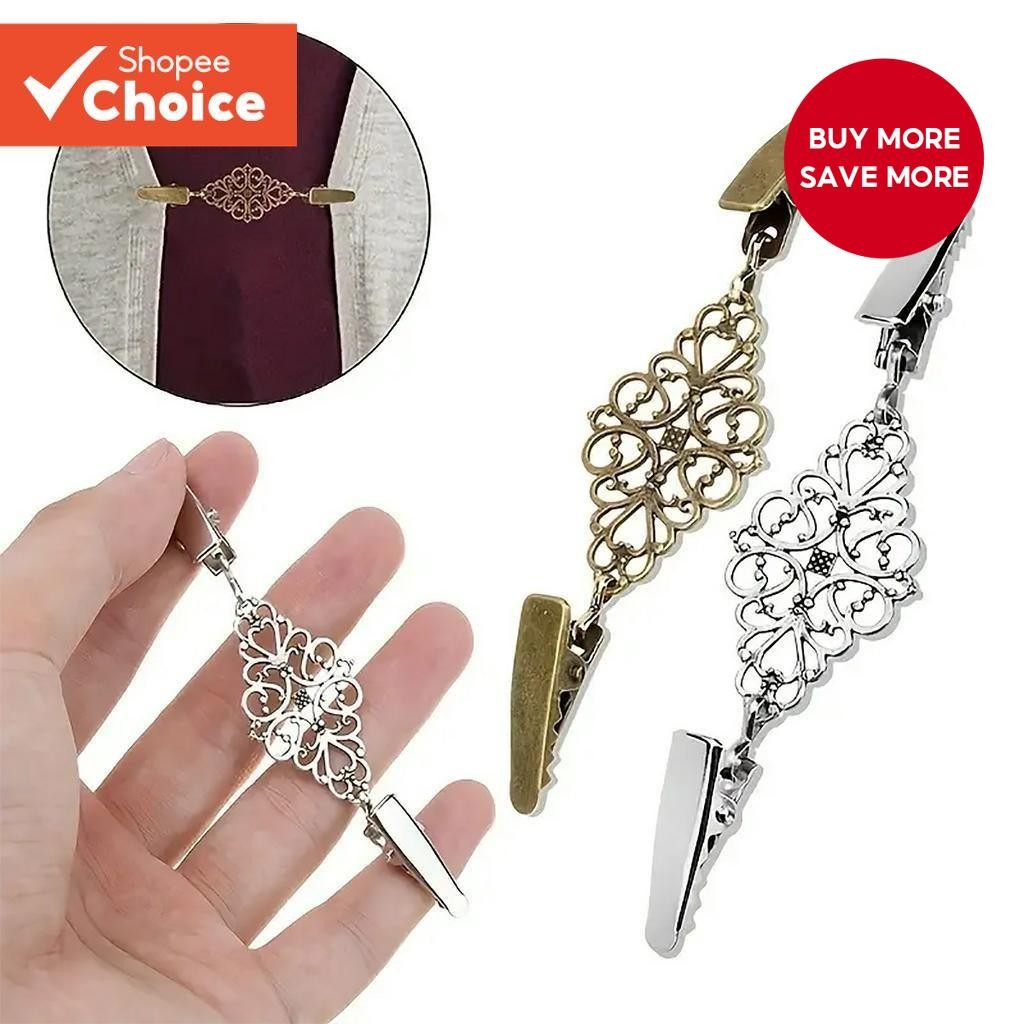 2-piece Set Ladies Narrow-Waist Clip Alloy Sweater Clip Silk Scarf ...