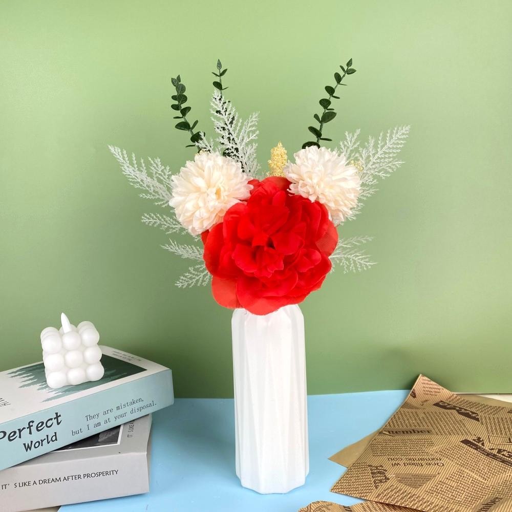 12pcs/set Artificial Flowers Red Big Flower Ping Pong Chrysanthemum ...