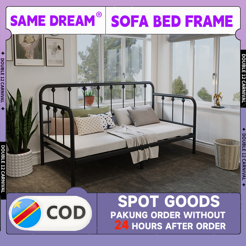 Sofa Bed Frame Iron Sofa Bed White/Black 80/100*190cm Sofa Bed | Shopee ...