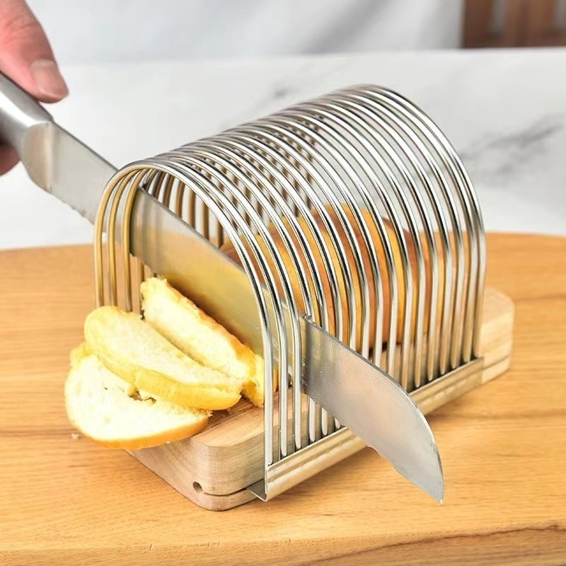 Kitchen Toast Slicer Wooden Seat Toast Slicer | Shopee Philippines