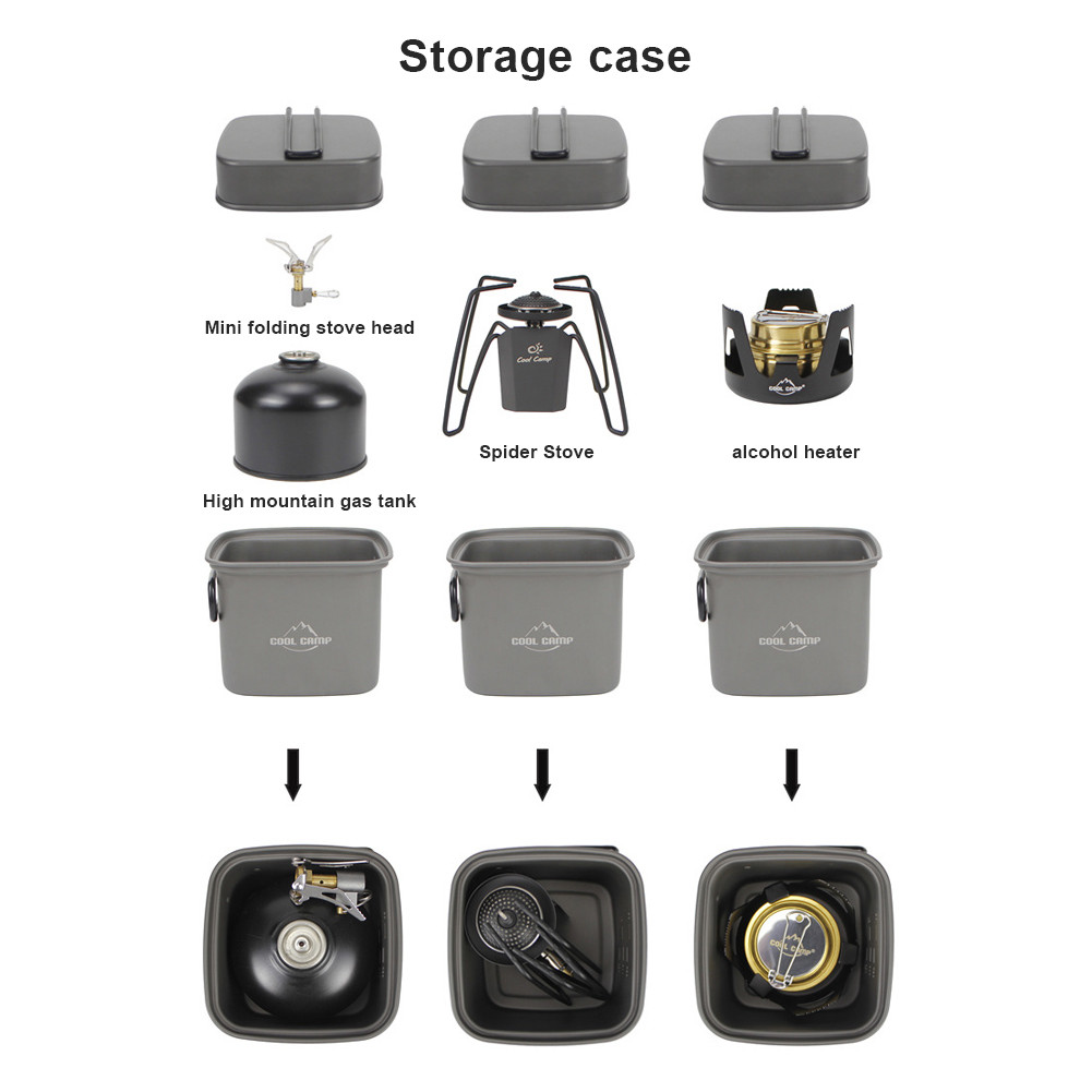 2 In 1 Camping Cookware Set with Storage Bag Folding Frying Pan Cooking ...