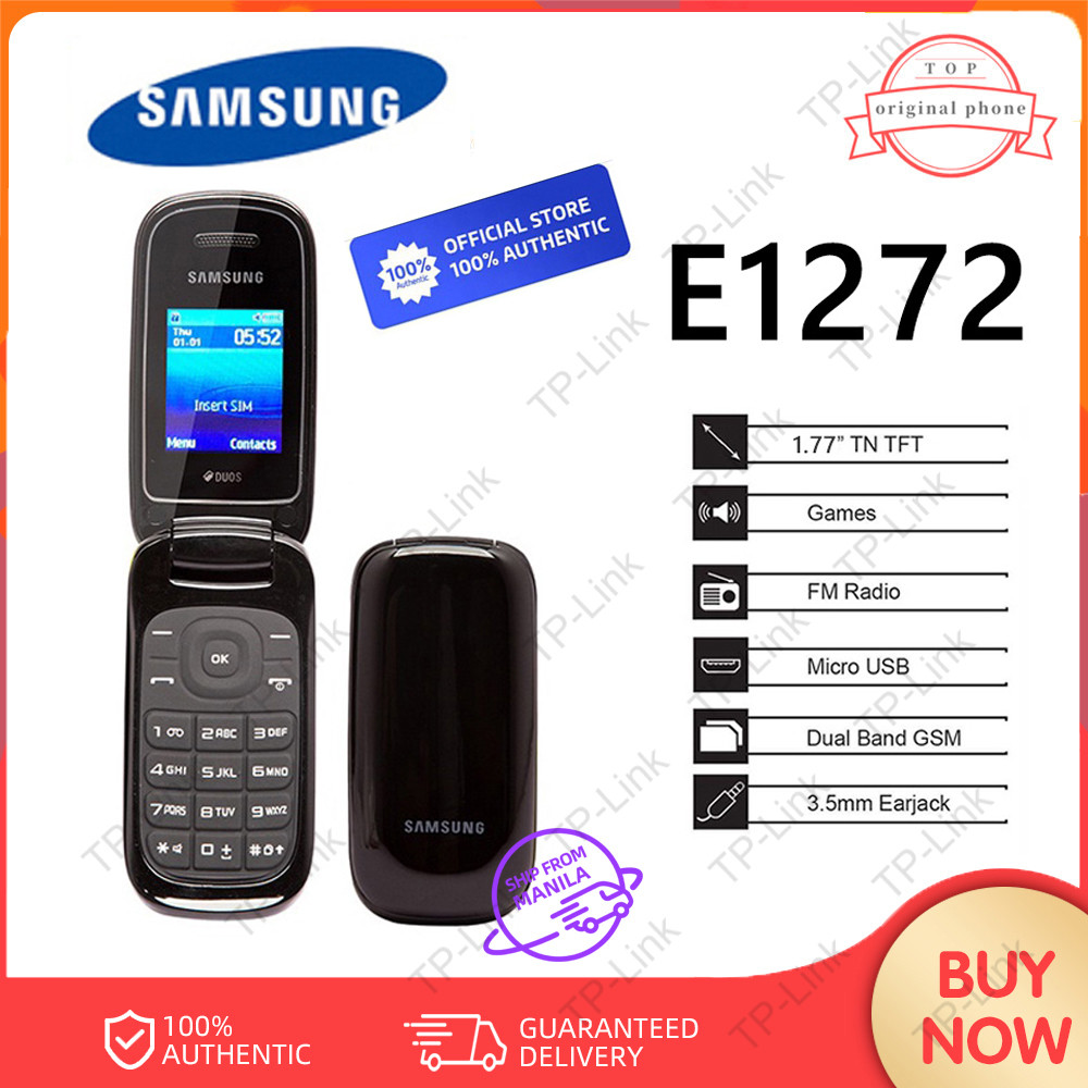 Original SAM E1272 Flip Phone Keypad Phone GSM 2G Keypad Cellphone ...