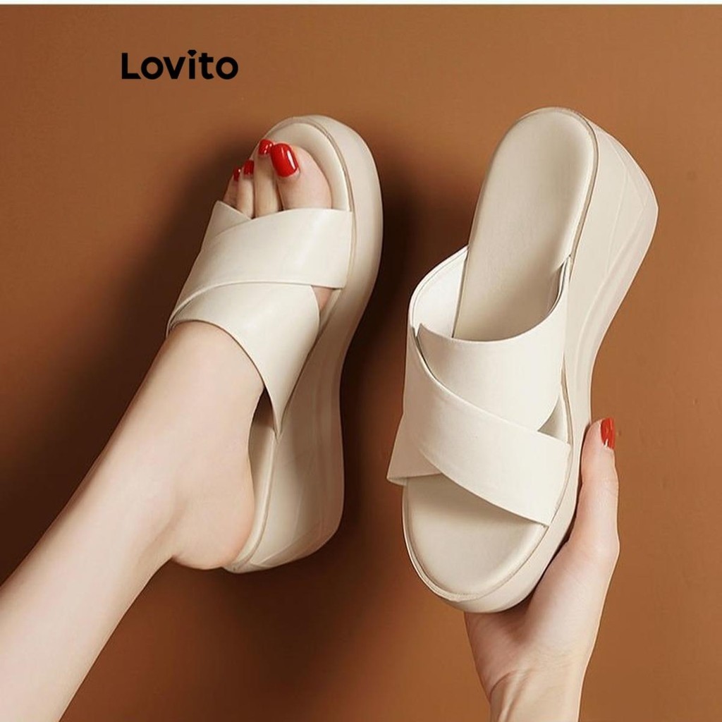 Lovito Women Elegant Plain Comfortable Versatile Wedges LFA71143 ...