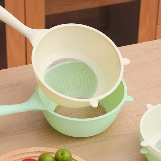 Rice Sieve Plastic Colander Kitchen Drain Basket With Long Handle Rice ...