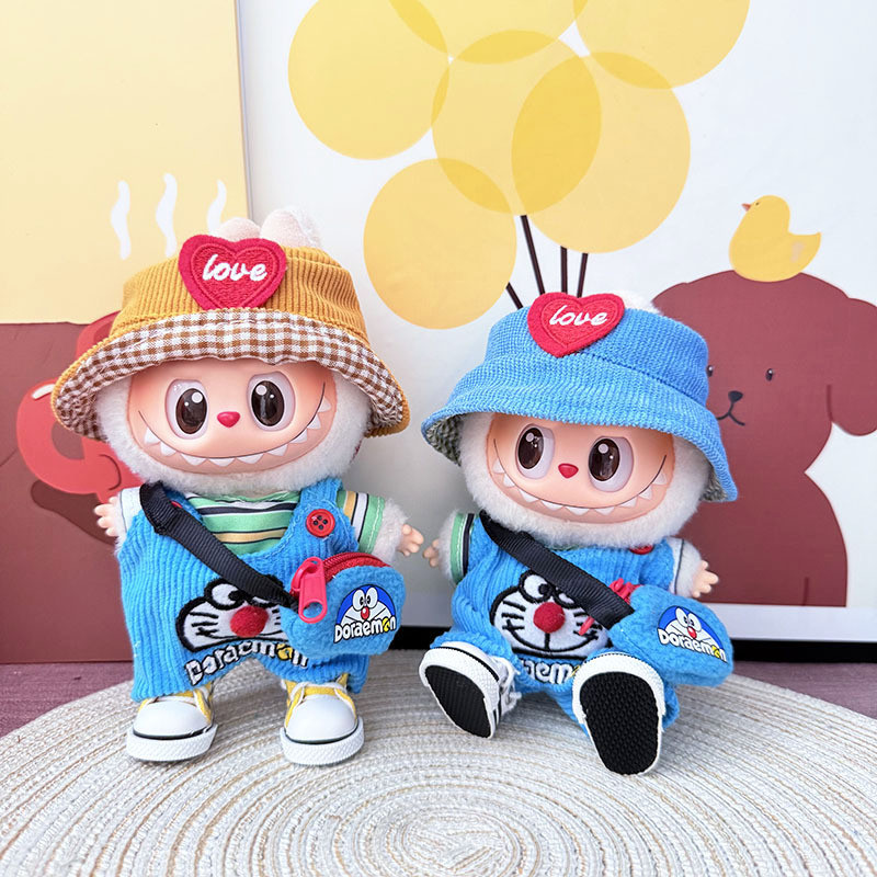 Pendant Labubu Doraemon Overalls Hat Canvas Shoe Set 15cm17cm Labubu ...