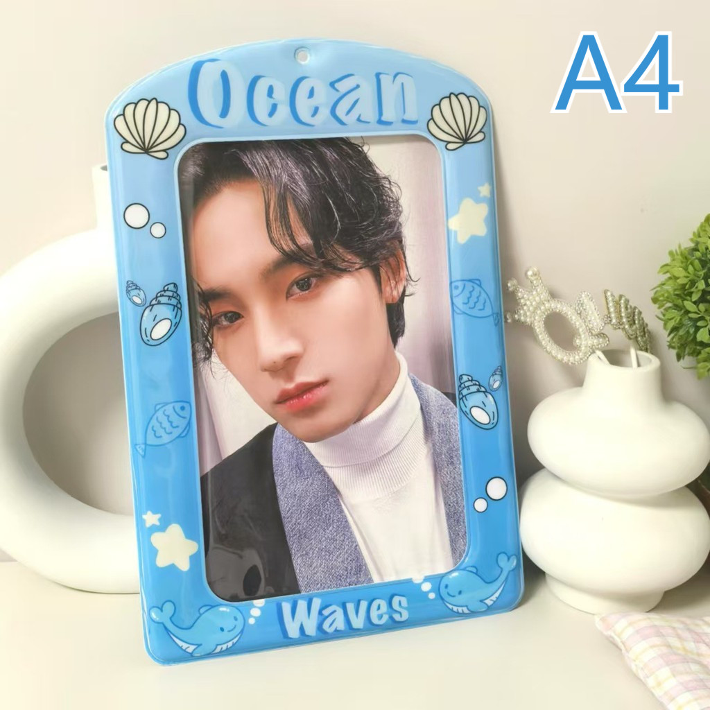 [NEW]A4 Blue Ocean Oversized Card Holder Idol Star Photo Display Card ...