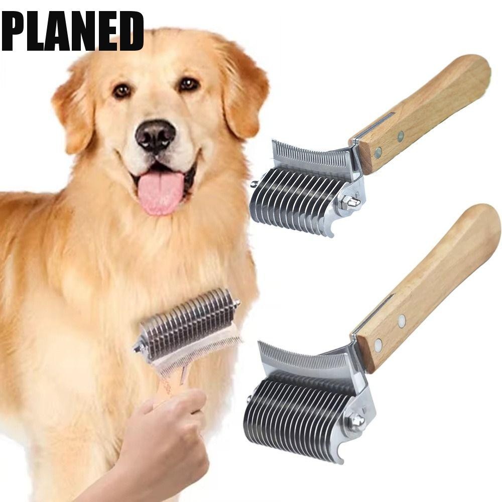 PLANED Pet Open Knot Comb, 3-in-1 Wood Handle Dog Hair Remover ...