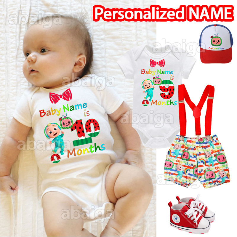Personalized NAME Overall for Baby Boy Cocomelon Pattern Newborn Romper ...