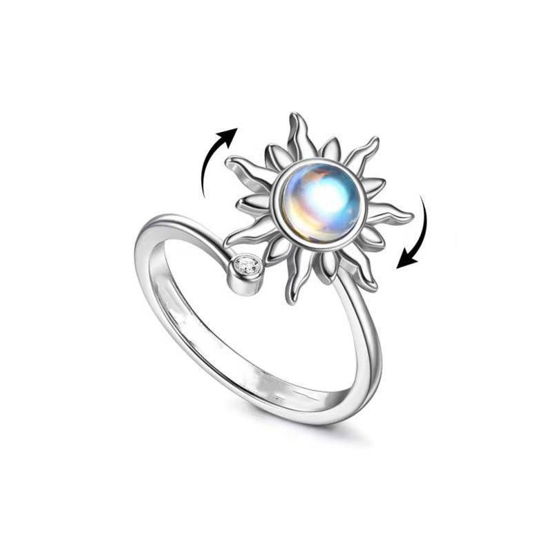 Marbit Rotatable Sun Rings For Women Anti Stress Anxiety Fidget Sunflower Sun Star Ring Party ...