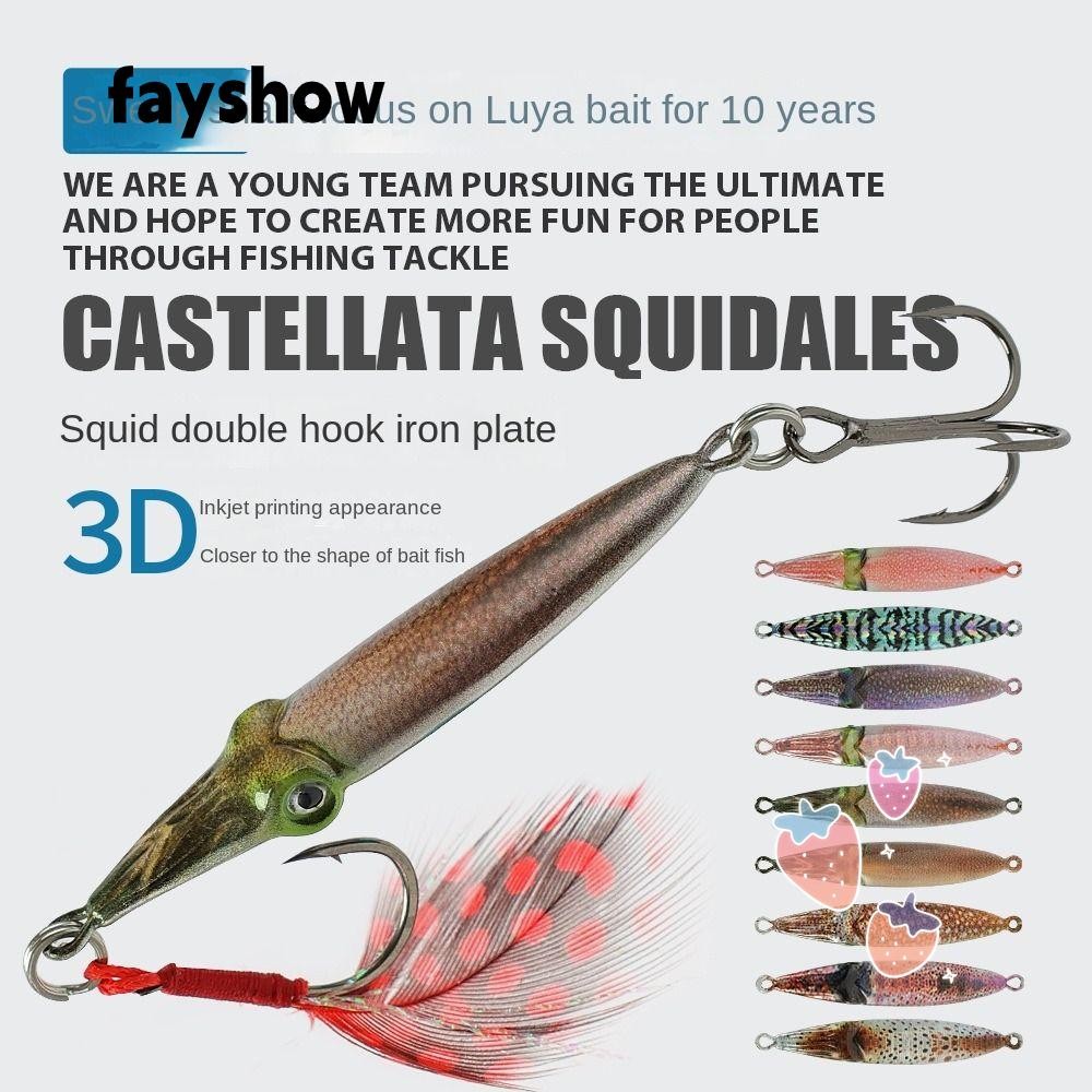 FAY Fishing Lure, Metal Eyes Hard squid Bait, Durable Sinking Lifelike jigging Fishing Tackle ...