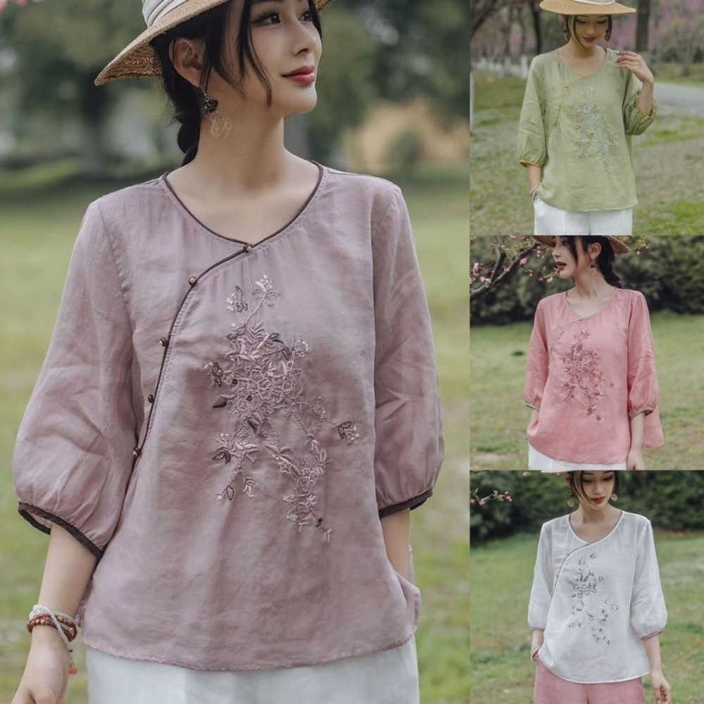 asian inspired attire for women barong blouse ，Cotton and Linen Blouse ...