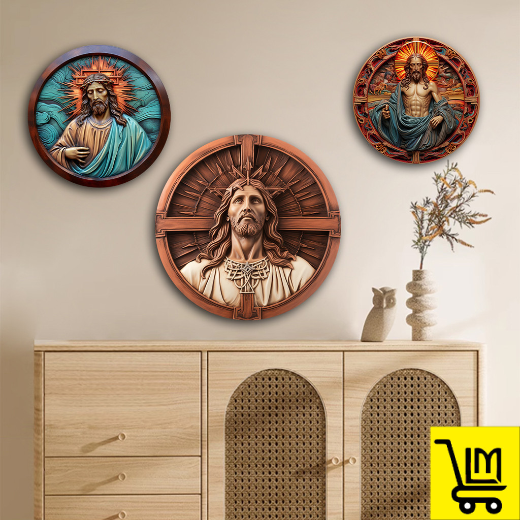 Jesus Christianity God Round Mural Luxury Wall Decor Modern Mural Round ...