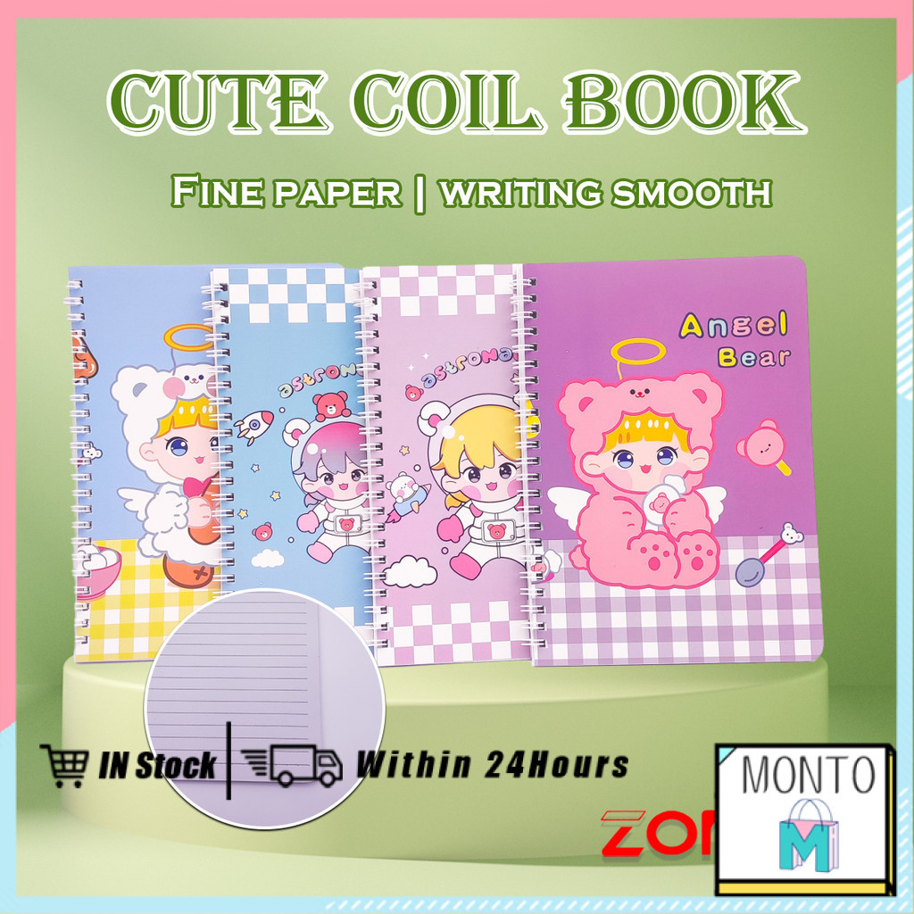 A5 Spiral notebook planner A5 Double Metal Ring notepad Composition Notebooks cartoon Art Style ...