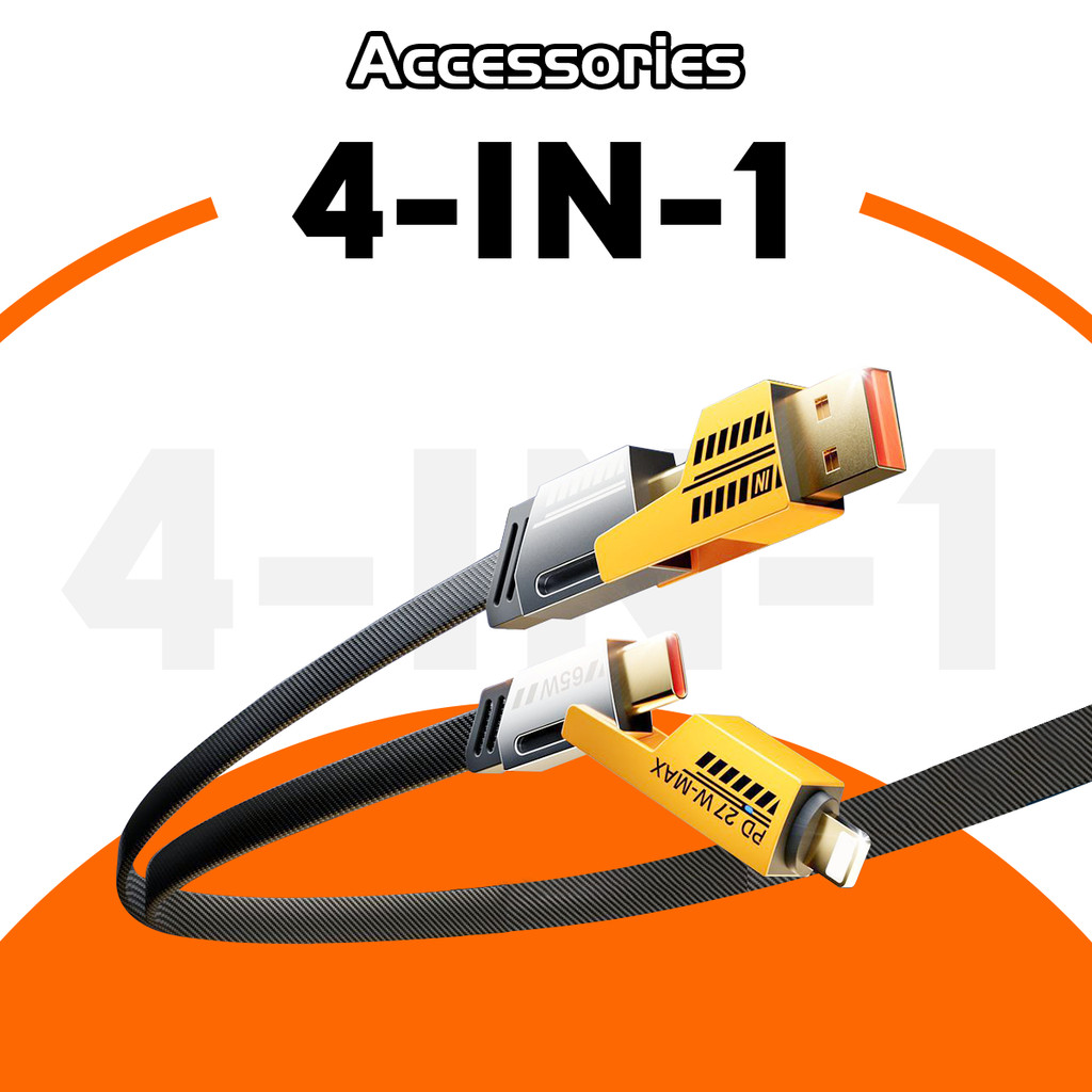 Mech 4-in-1 Super Fast Charging Data Cable Multi 4 in 1 65W+PD27W ...