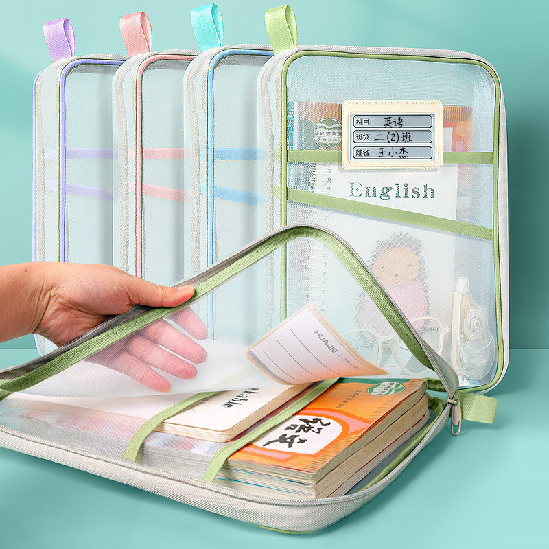 Transparent Mesh File Bag Handheld Subject Classification Package Data ...