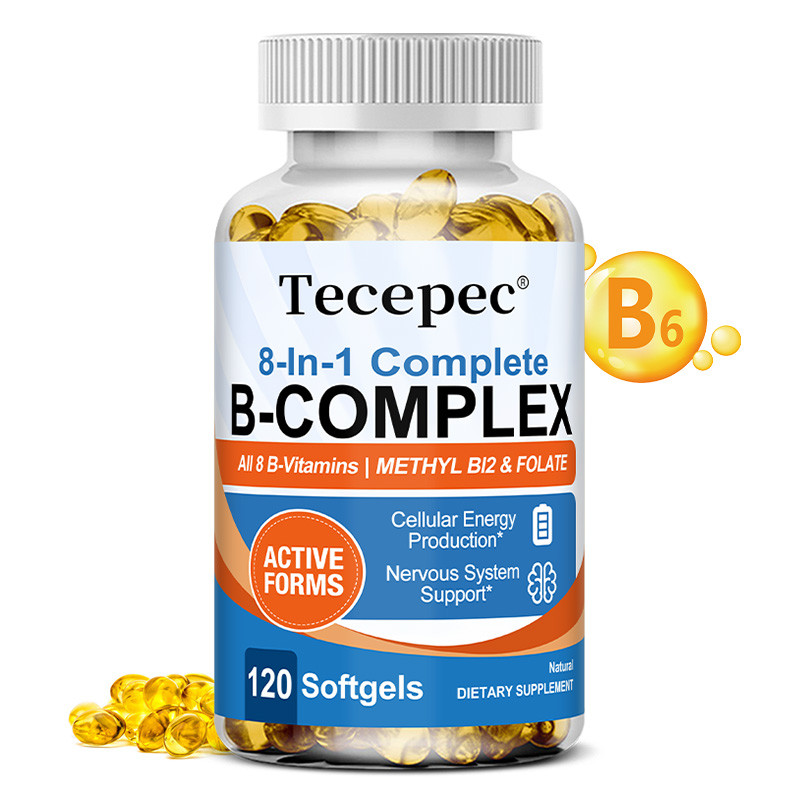 Tecepec 8-in-1 Vitamin B Complex Supplement for Men and Women, Super B ...