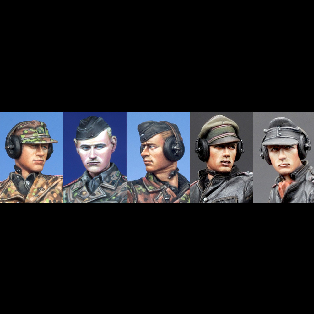 1/35 5 Soldier head, Panzer Crew Head Set, Resin Model figure Soldier ...