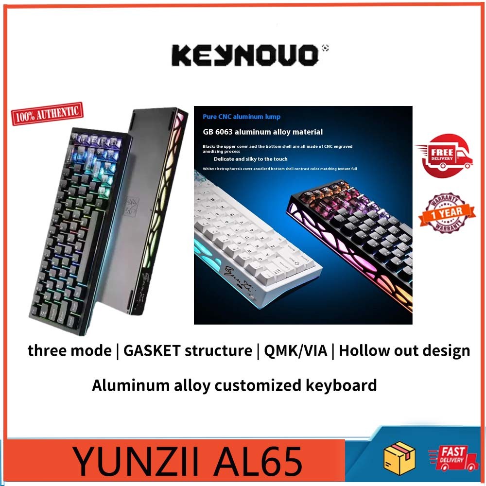 YUNZII AL65 aluminum alloy three mode customized mechanical keyboard ...